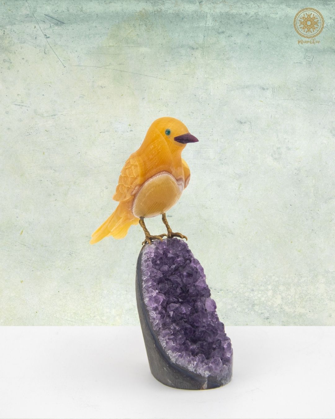 Unique Yellow Quartz Bird Statue | Hand-Carved Gemstone Art for Home D ...