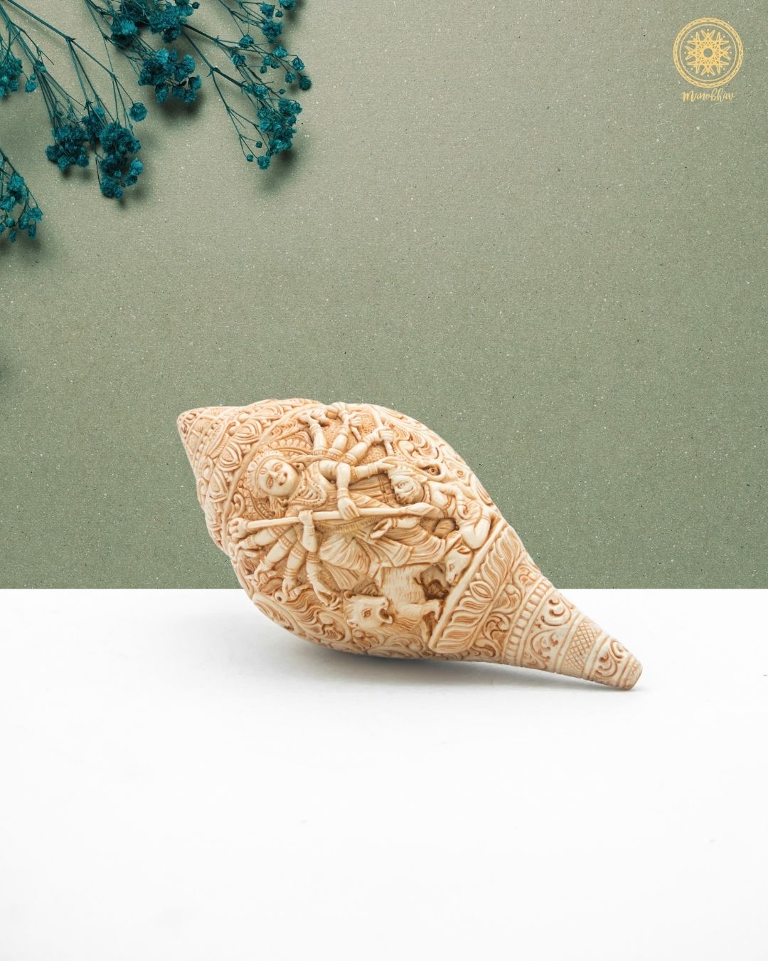Handmade Resin Durga Conch Shell | Shankh – Manobhav